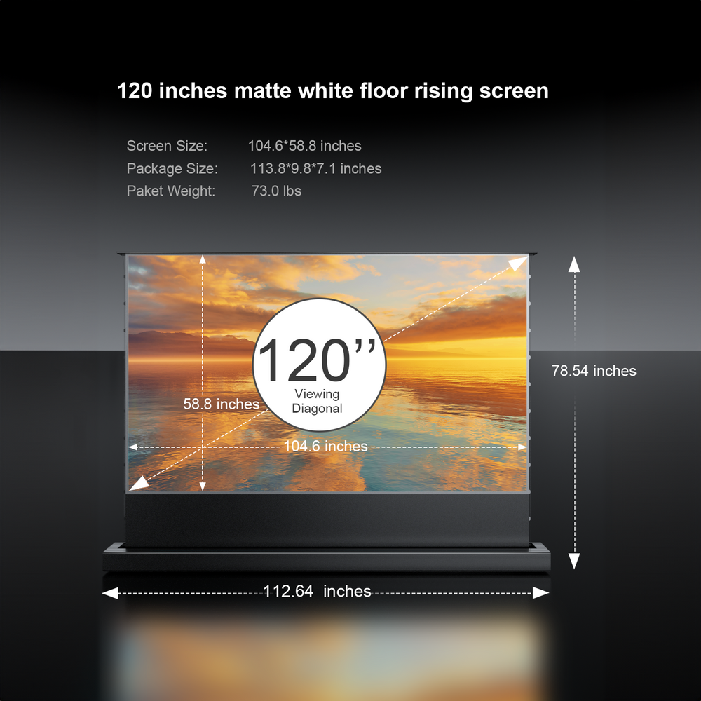 Matte White Motorized Floor Rising Screen | 100"-120" - AWOL Vision