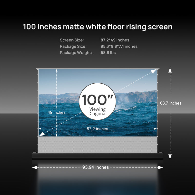 AWOL Vision Matte White Motorized Floor Projector Screen | 100"-120"
